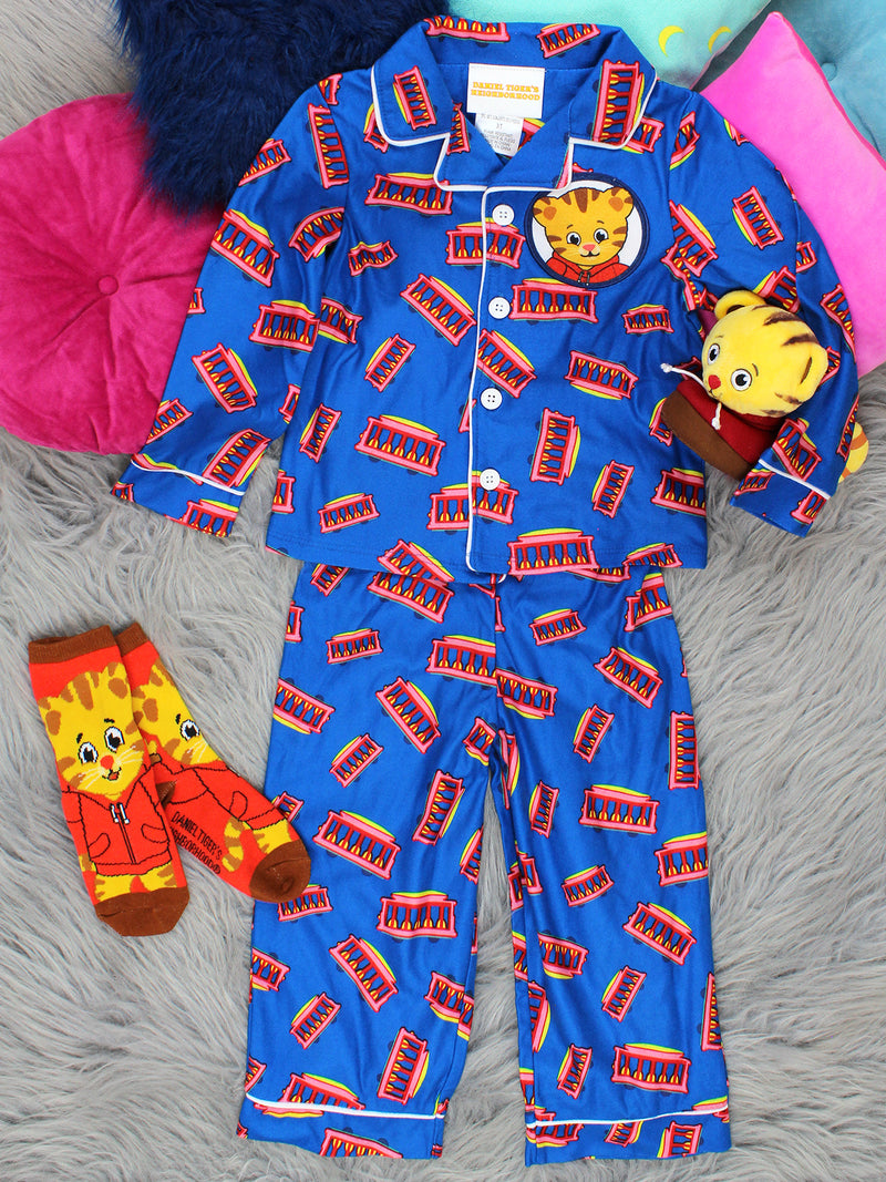 Daniel Tiger's Neighborhood Toddler Kids Flannel Coat Style Pajamas ...