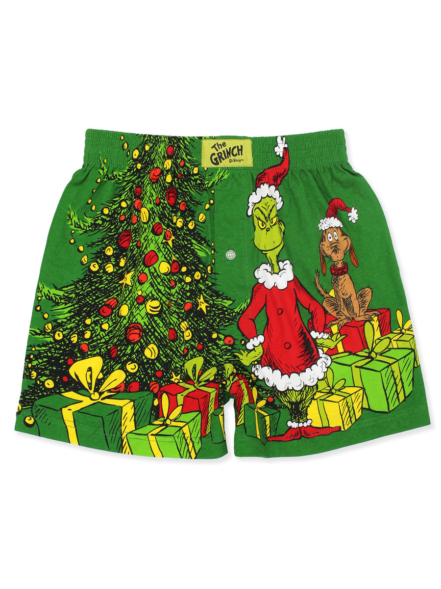 Dr. Seuss The Grinch Don't Be a Grinch Button Fly Boxer Shorts – Yankee ...